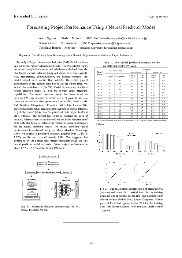 Pdf Forecasting Project Performance Using A Neural Predictor Model