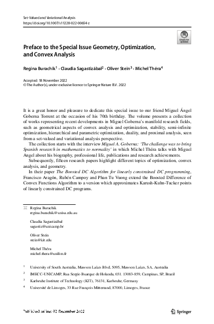 (PDF) Preface to the Special Issue Geometry, Optimization, and Convex ...