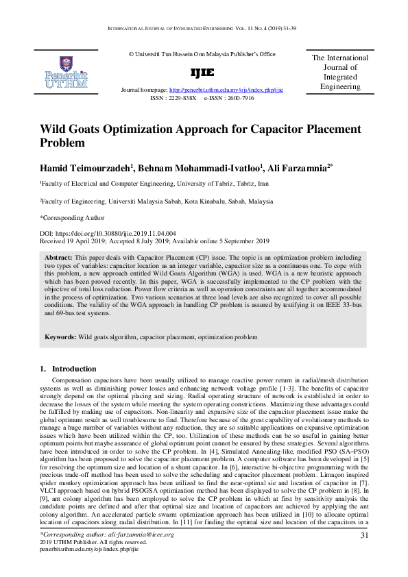 Pdf Capacitor Placement Optimization Project