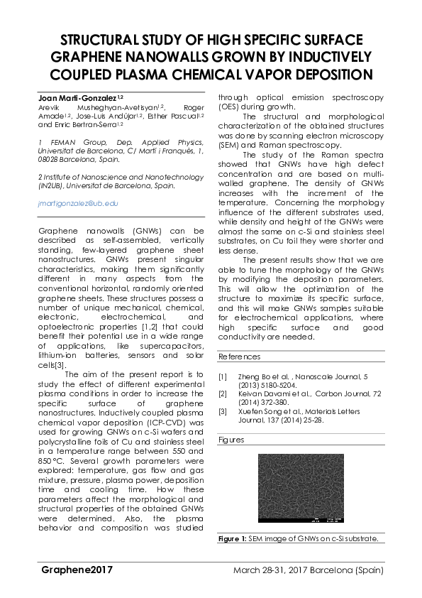 (PDF) Structural Study of High Specific Surface Graphene Nanowalls Grown by Inductively Coupled ...