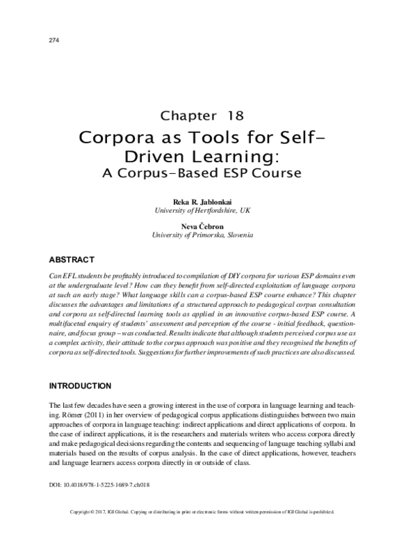 (PDF) Corpora as Tools for Self-Driven Learning