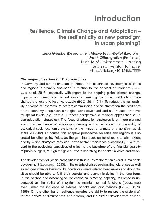 (PDF) Resilience, Climate Change and Adaptation