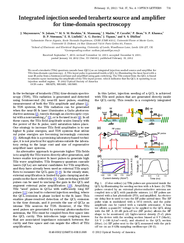 (PDF) Integrated injection seeded terahertz source and amplifier for time-domain spectroscopy