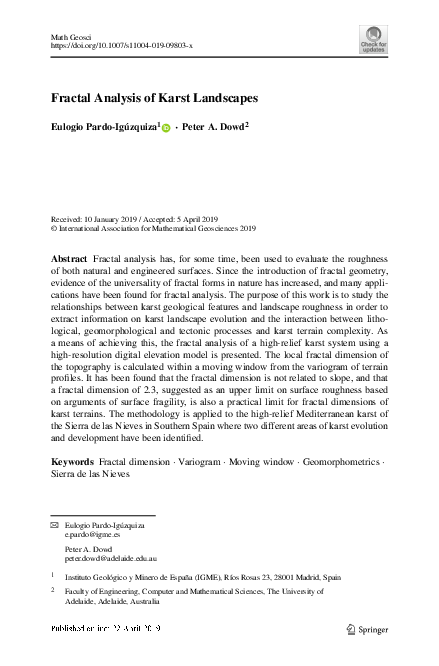 (PDF) Fractal Analysis of Karst Landscapes
