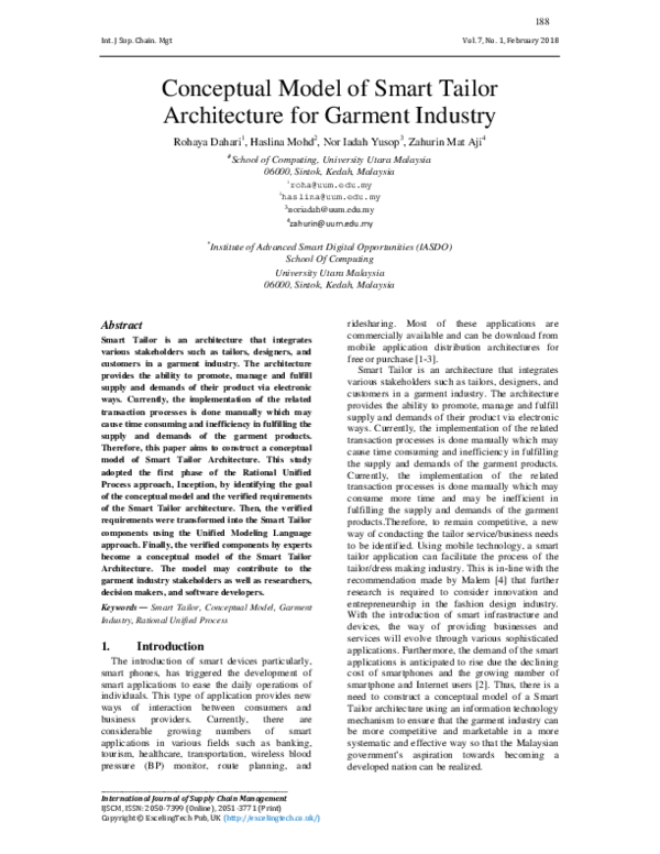(PDF) Conceptual Model of Smart Tailor Architecture for Garment Industry