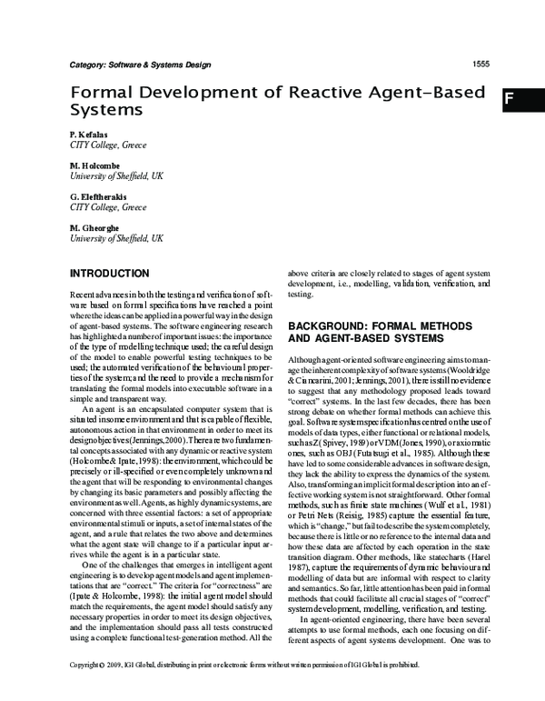 (PDF) Formal Development of Reactive Agent-Based Systems
