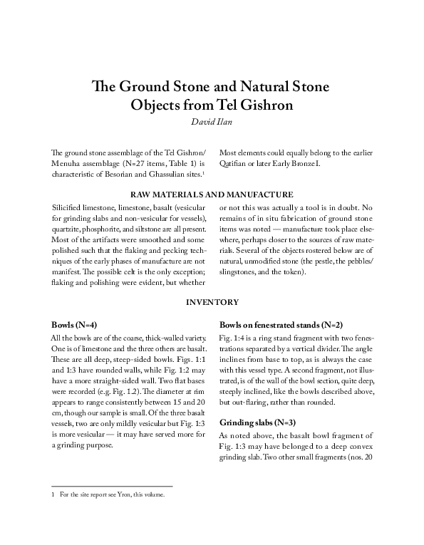 (PDF) The Ground Stone and Natural Stone Objects from Tel Gishron
