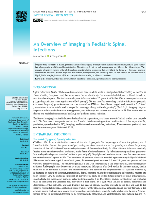 (PDF) Imaging in Pediatric Spinal Infections