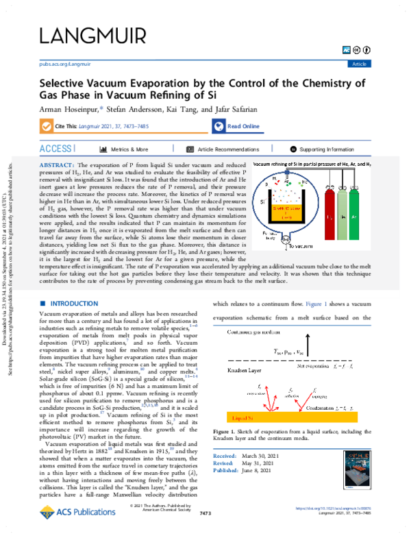 (PDF) Selective Vacuum Evaporation by the Control of the Chemistry of ...
