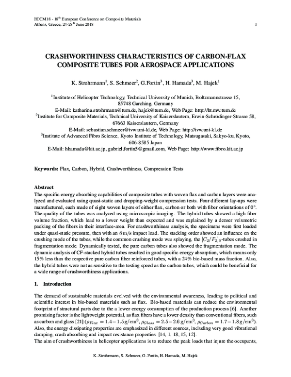 (PDF) Crashworthiness Characteristics of Carbon-Flax Composite Tubes ...