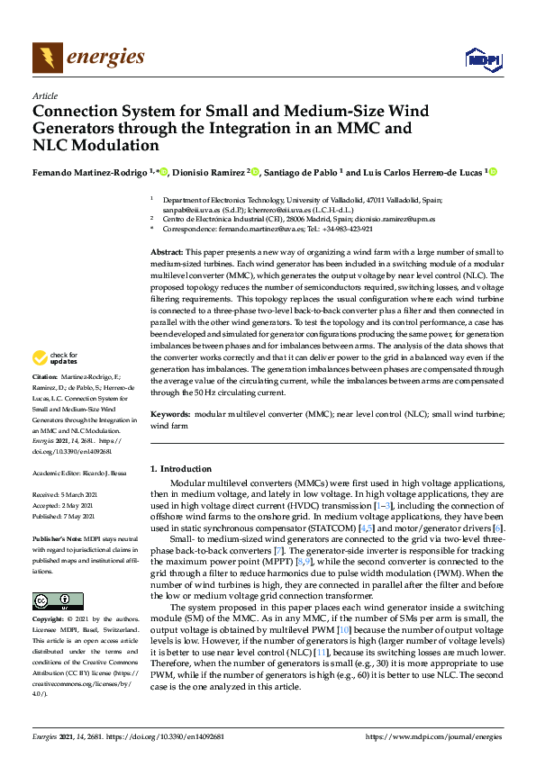 (PDF) Connection System for Small and Medium-Size Wind Generators ...