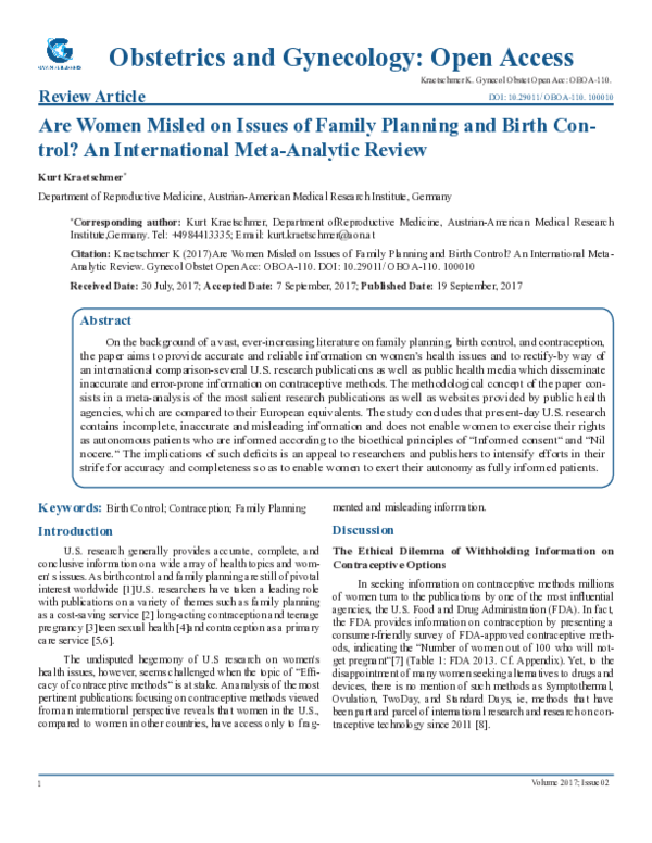 (PDF) Are Women Misled on Issues of Family Planning and Birth Control ...