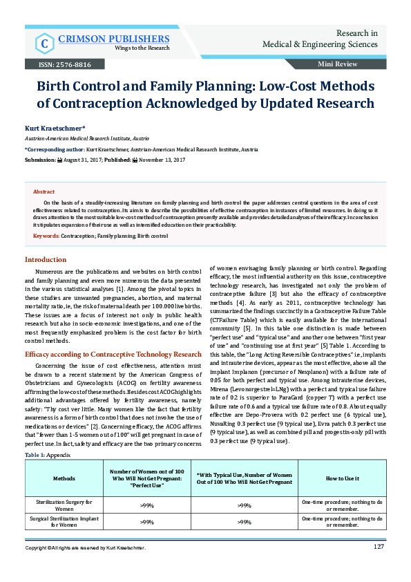 (PDF) Birth Control and Family Planning: Low-Cost Methods of ...