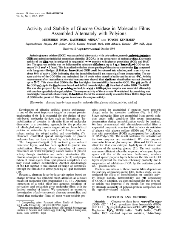 (PDF) Activity and stability of glucose oxidase in molecular films ...