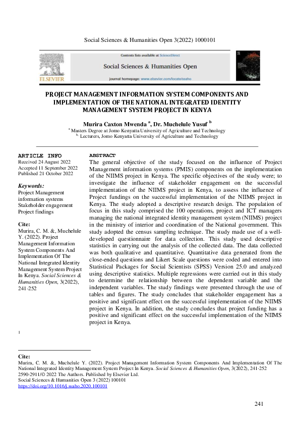 (PDF) PROJECT MANAGEMENT INFORMATION SYSTEM COMPONENTS AND ...