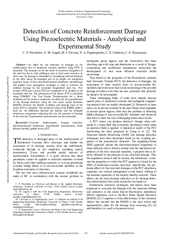 (PDF) Detection Of Concrete Reinforcement Damage Using Piezoelectric ...