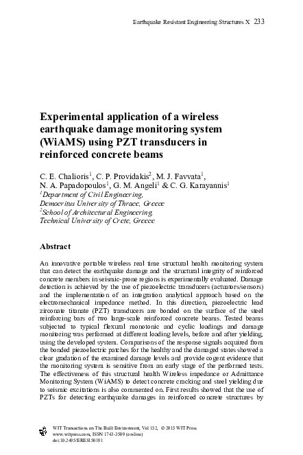 (PDF) Experimental application of a wireless earthquake damage monitoring system (WiAMS) using ...