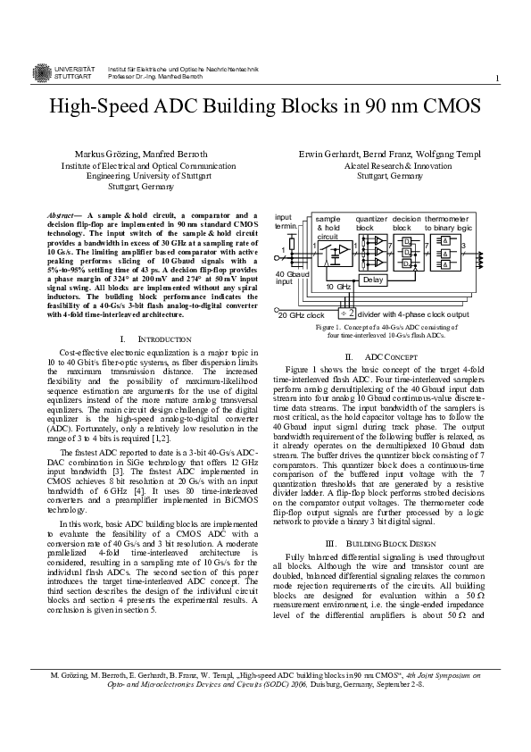 (PDF) High-Speed ADC Building Blocks in 90 nm CMOS