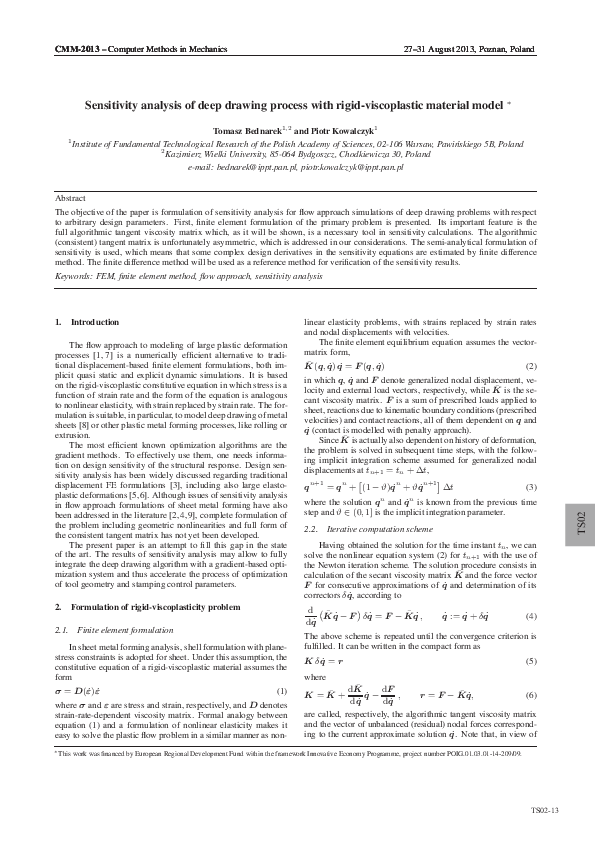 (PDF) Sensitivity Analysis in Deep Drawing Processes