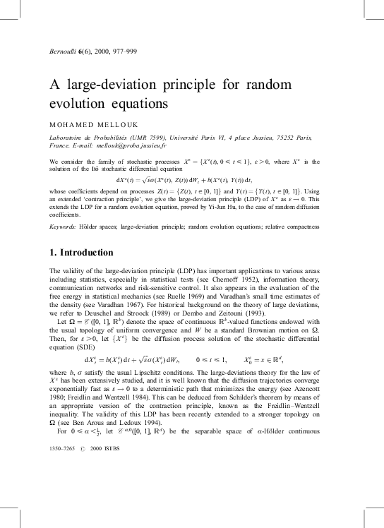 (PDF) A Large-Deviation Principle for Random Evolution Equations