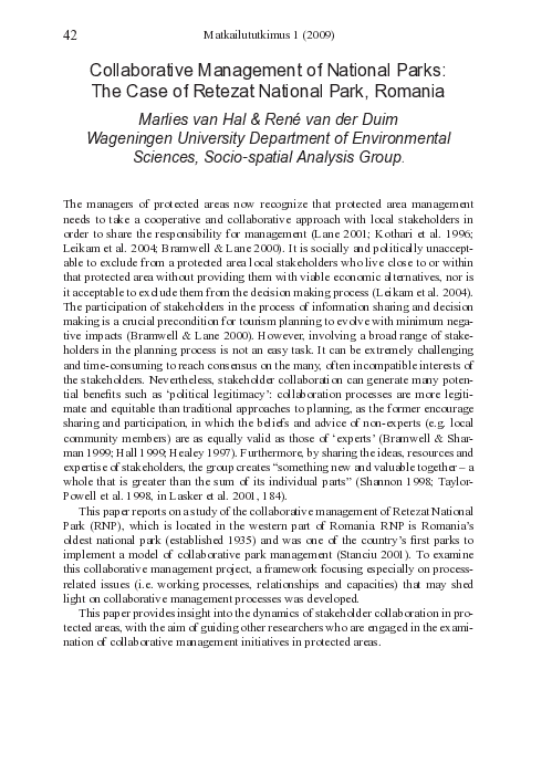 (PDF) Collaborative Management of National Parks: The Case of Retezat ...
