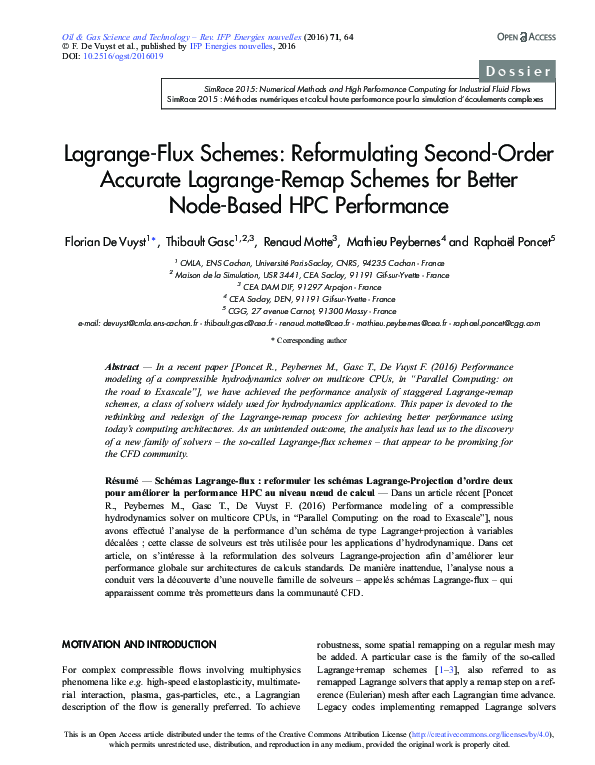 (PDF) Lagrange-Flux Schemes: Reformulating Second-Order Accurate Lagrange-Remap Schemes for ...