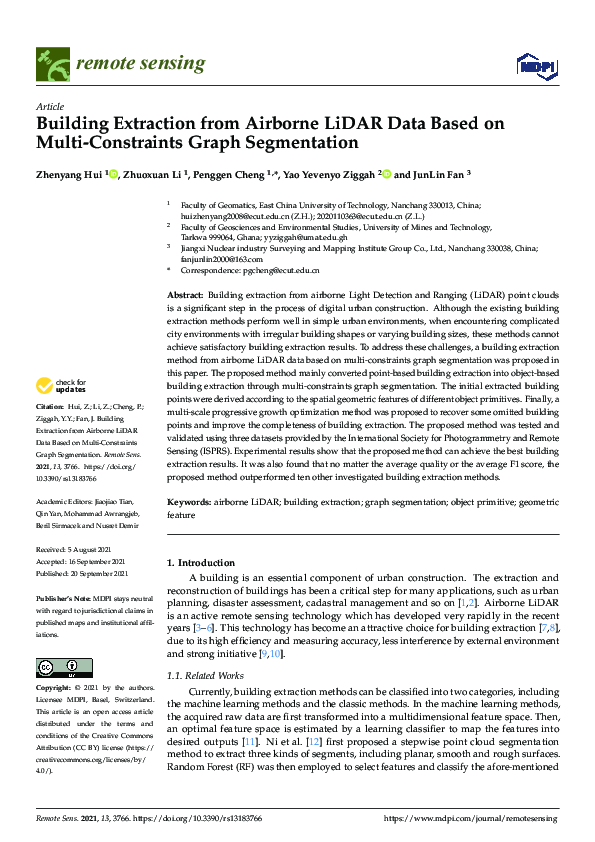 (PDF) Building Extraction from Airborne LiDAR Data Based on Multi-Constraints Graph Segmentation