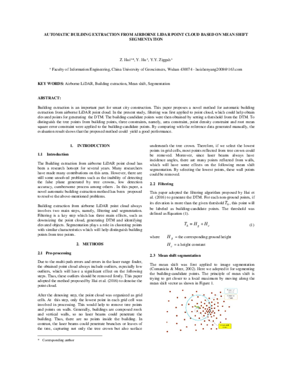 (PDF) Automatic building extraction from airborne lidar point cloud based on shift segmentation ...