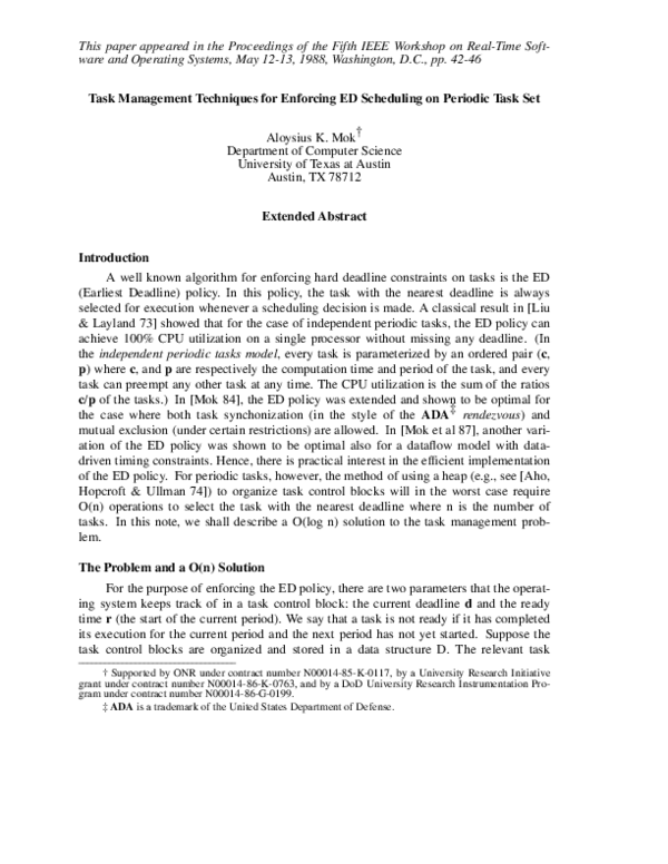 (PDF) Task management techniques for enforcing ED scheduling on a periodic task set
