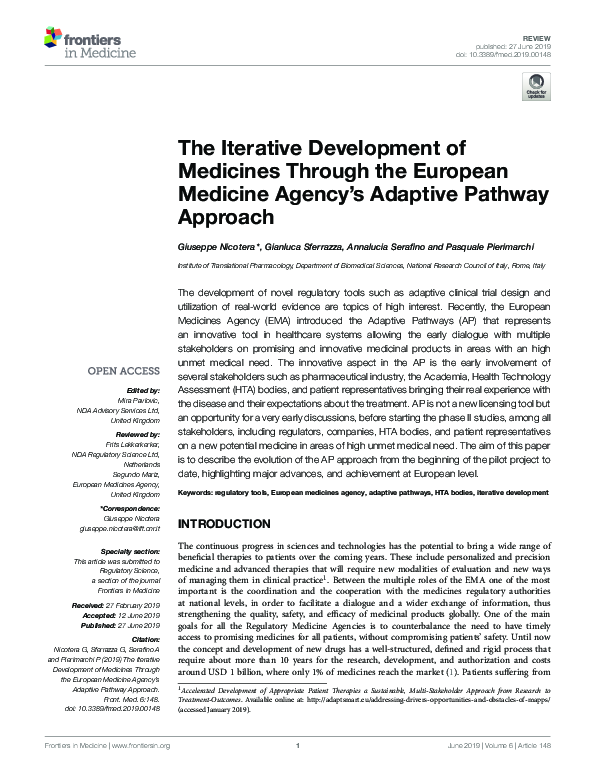 (PDF) The Iterative Development of Medicines Through the European Medicine Agency's Adaptive ...