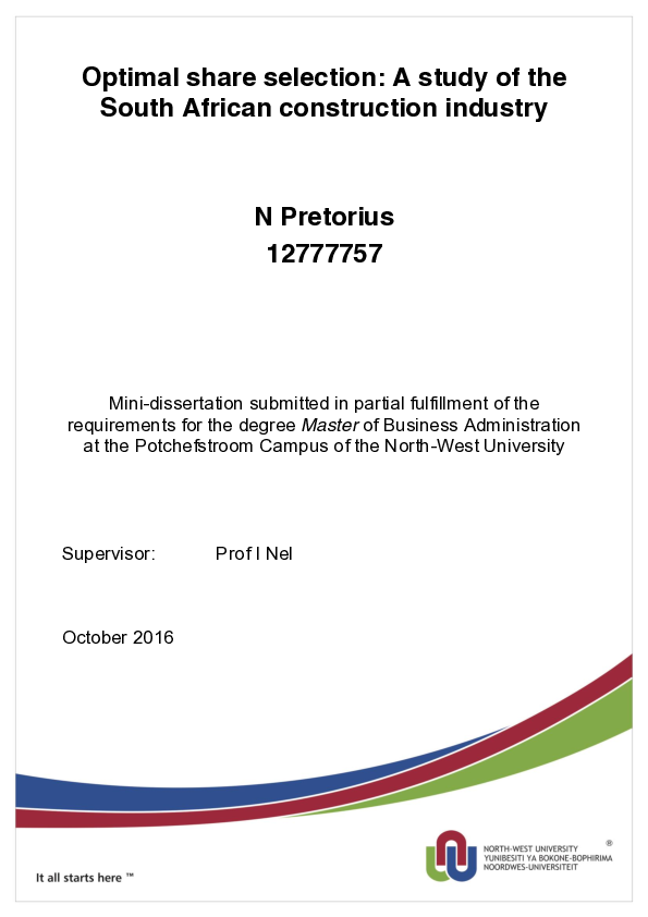 (PDF) Optimal share selection : a study of the South African ...