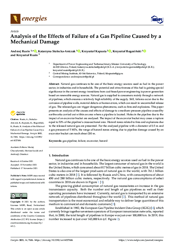 (PDF) Analysis of the Effects of Failure of a Gas Pipeline Caused by a ...