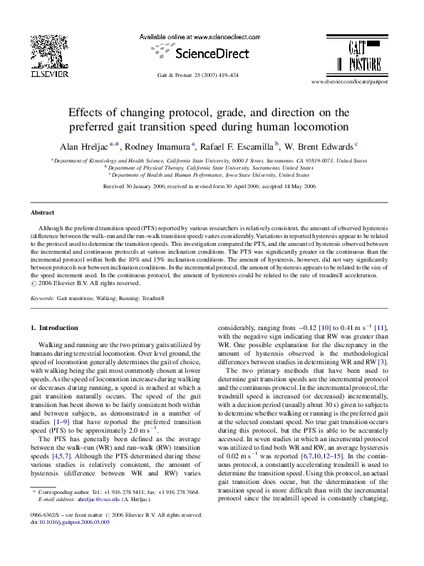 (PDF) Effects of changing protocol, grade, and direction on the ...
