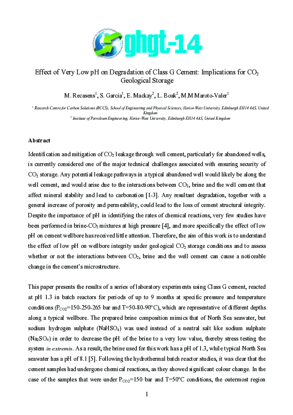 (PDF) Effect of Very Low Ph on Degradation of Class G Cement ...