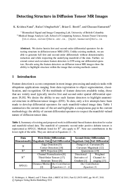 (PDF) Detecting Structure in Diffusion Tensor MR Images