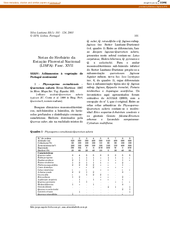 (PDF) Aditamentos à vegetação de Portugal continental. Nota 34 en Notas ...