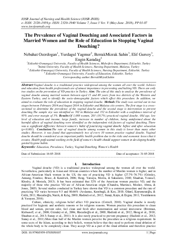 (PDF) The Prevalence of Vaginal Douching and Associated Factors in ...