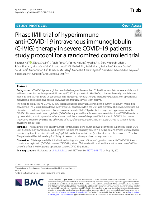 (PDF) Phase II/III trial of hyperimmune anti-COVID-19 intravenous ...