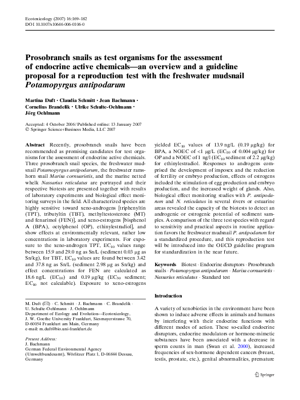 (PDF) Prosobranch snails as test organisms for the assessment of ...