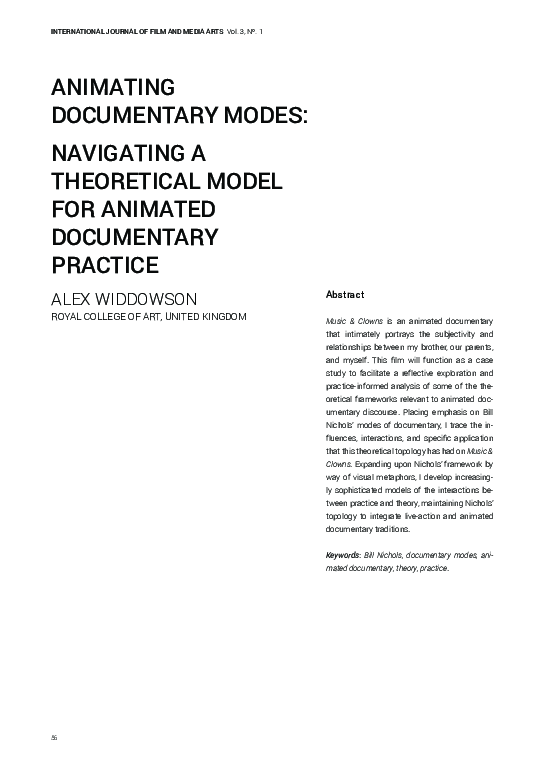 (PDF) Animating Documentary Modes: Navigating a theoretical model for ...