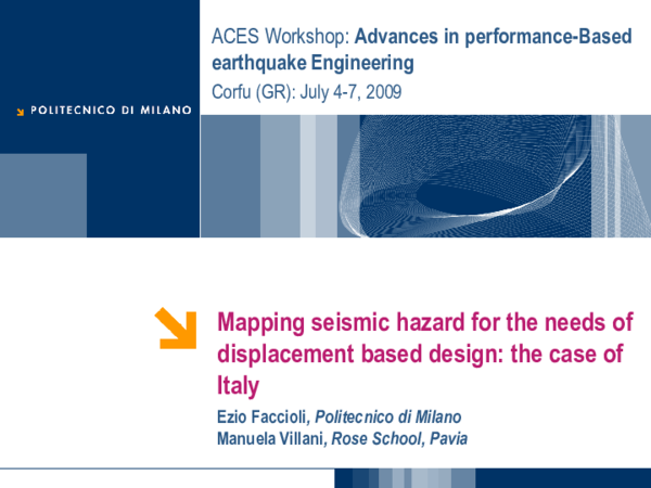 Mapping Seismic Hazard for the Needs of Displacement-Based Design: The ...