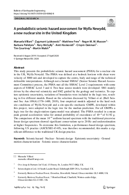 (PDF) A probabilistic seismic hazard assessment for Wylfa Newydd, a new ...