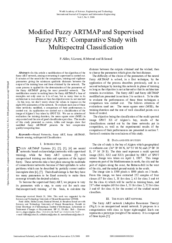 (PDF) Modified Fuzzy Artmap And Supervised Fuzzy Art: Comparative Study With Multispectral ...