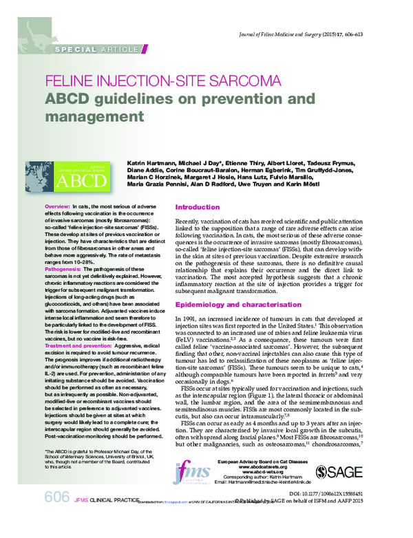(PDF) Feline injection-site sarcoma: ABCD guidelines on prevention and ...