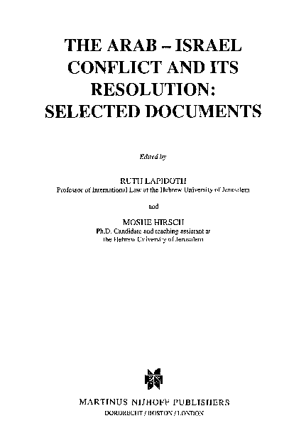 (PDF) The Arab-Israel conflict and its resolution: selected documents