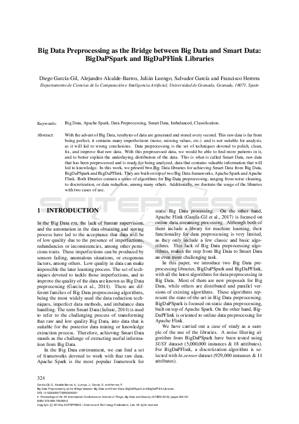 (PDF) Big Data Preprocessing as the Bridge between Big Data and Smart ...