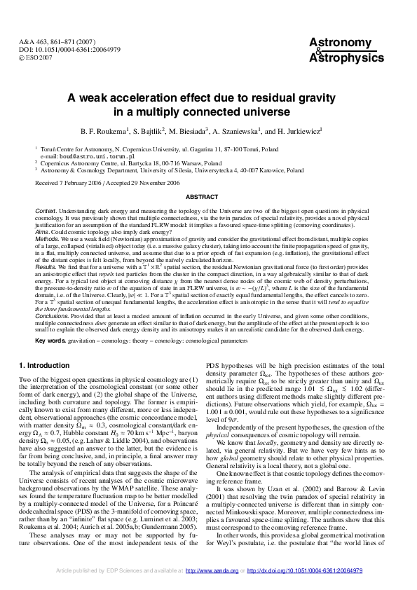 (PDF) A weak acceleration effect due to residual gravity in a multiply ...