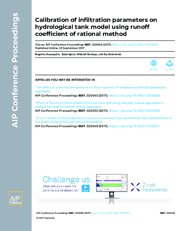 (PDF) Calibration of infiltration parameters on hydrological tank model ...