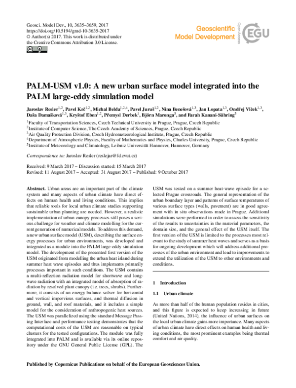 (PDF) PALM-USM v1.0: A new urban surface model integrated into the PALM ...