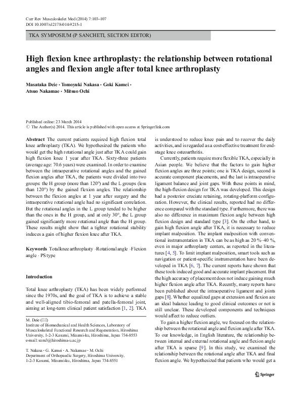 (PDF) High flexion knee arthroplasty: the relationship between ...